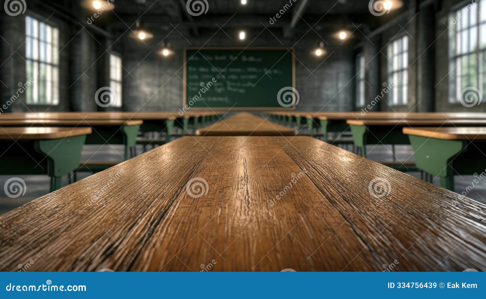 Modern Classroom Design with Chalkboard and Desks Arranged for ...