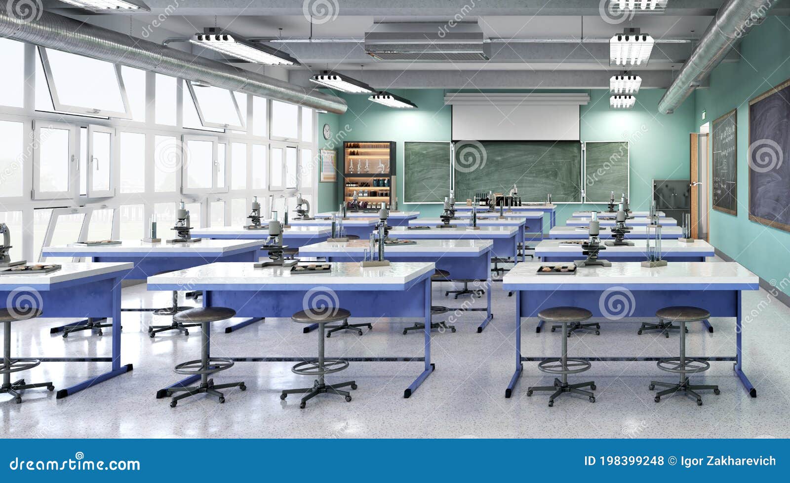 Modern Classroom . High School Stock Illustration - Illustration of ...
