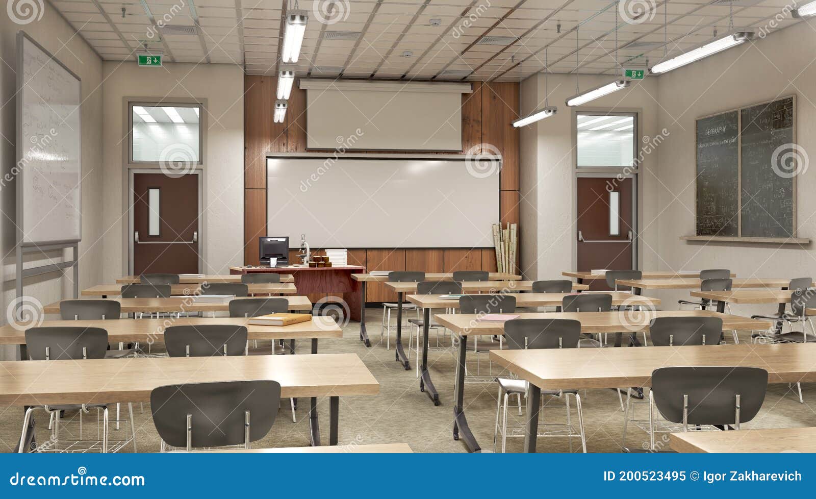 Modern Classroom . High School Stock Illustration - Illustration of ...