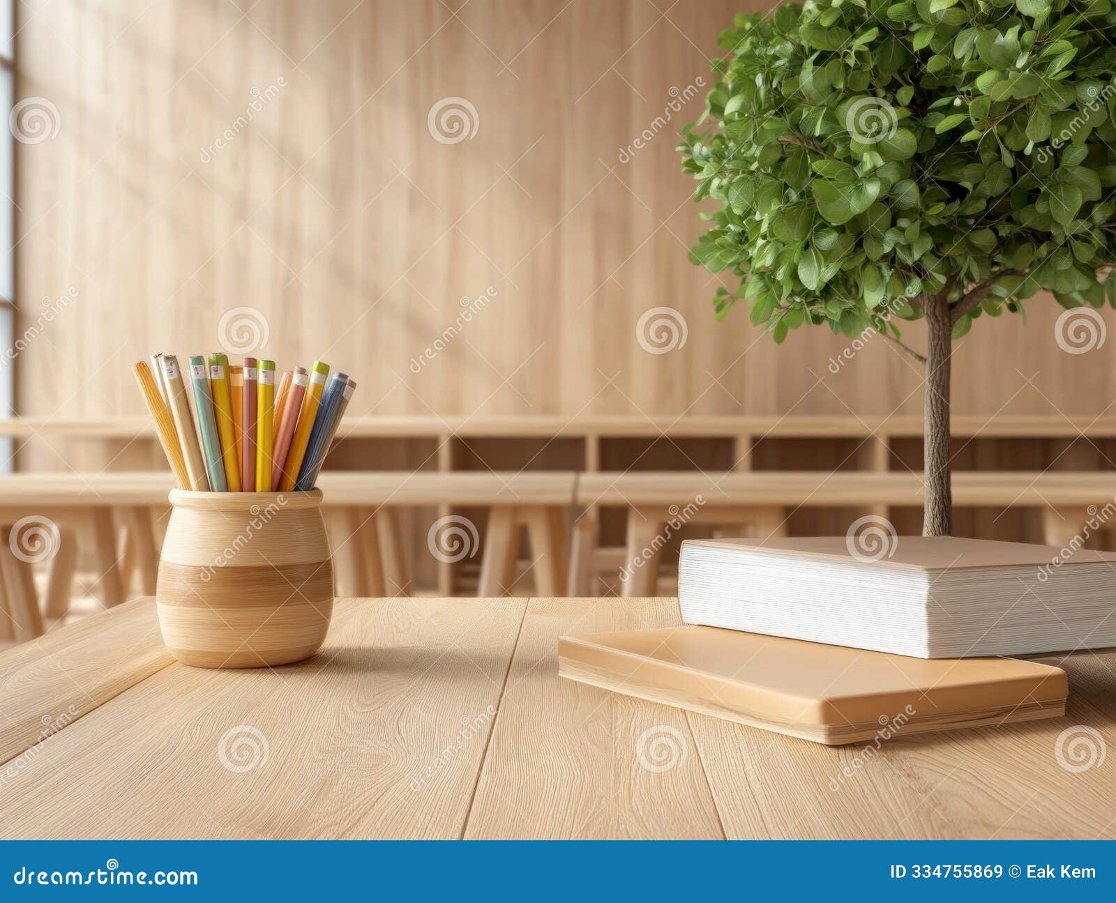 Modern Classroom Interior with Bookshelves and Students Engaged in ...