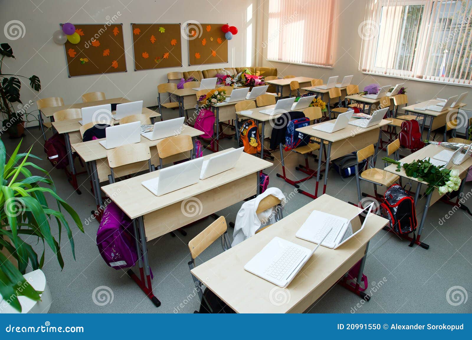 Modern Classroom with Laptops Stock Photo - Image of internet, laptop ...