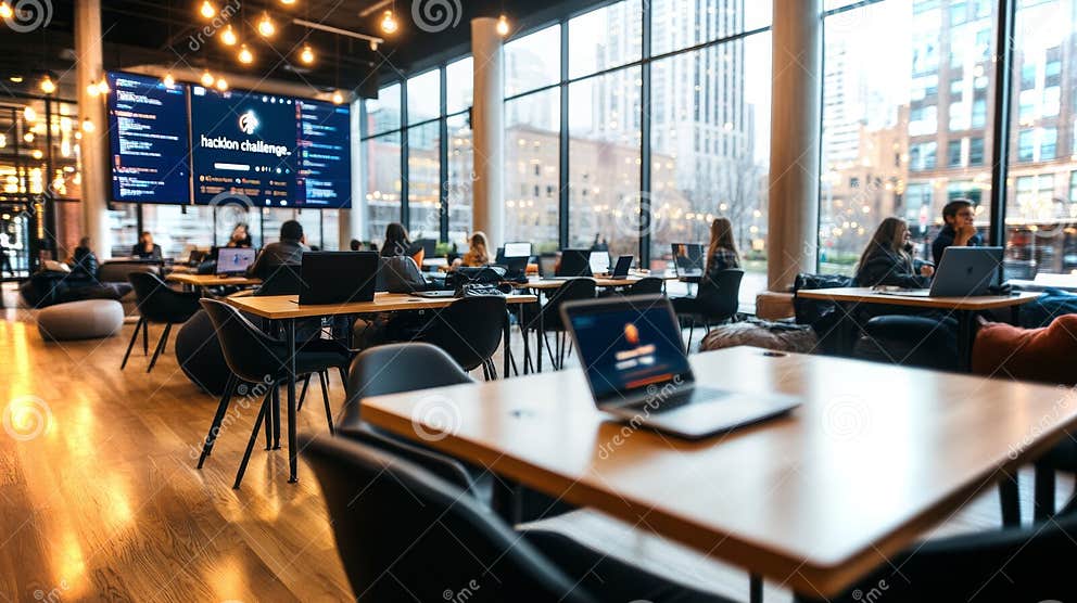 Modern Classroom Setting with Collaborative Workstations and Relaxed ...