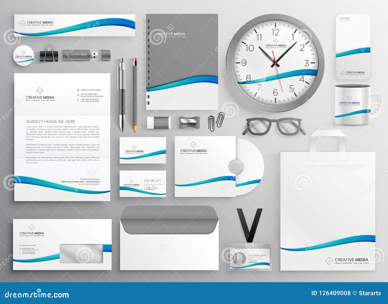 Modern Clean Business Stationery Set Design Stock Vector - Illustration ...