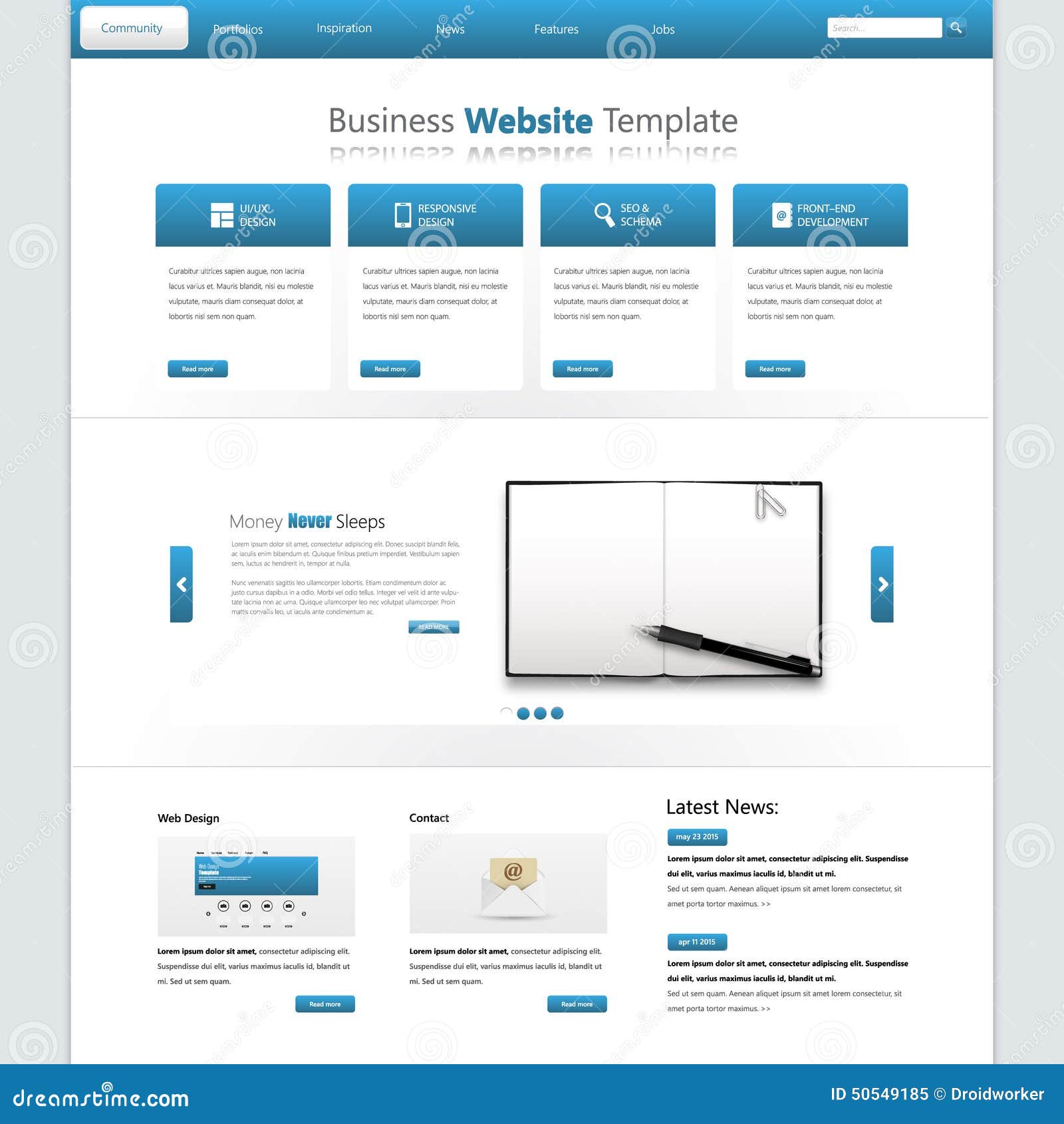 Modern Clean Business Website Template. Vector Eps 10 Stock Vector ...