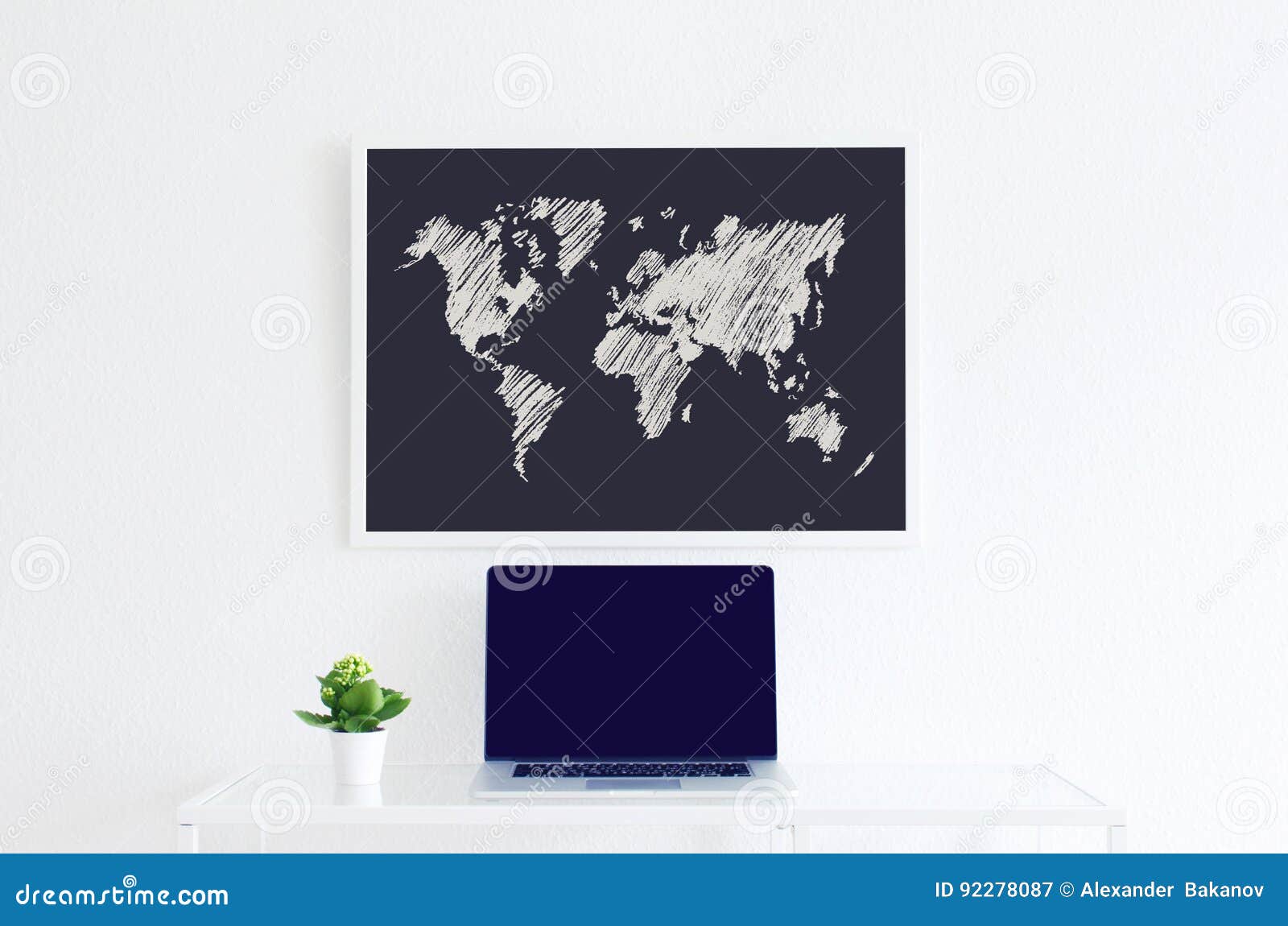 Modern Clean Interior World Map Illustration Stock Illustration ...