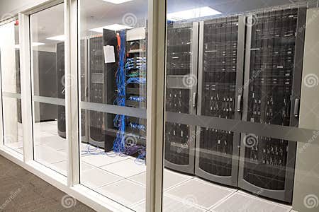 Modern Clean Office Server Room. Stock Image - Image of communication ...