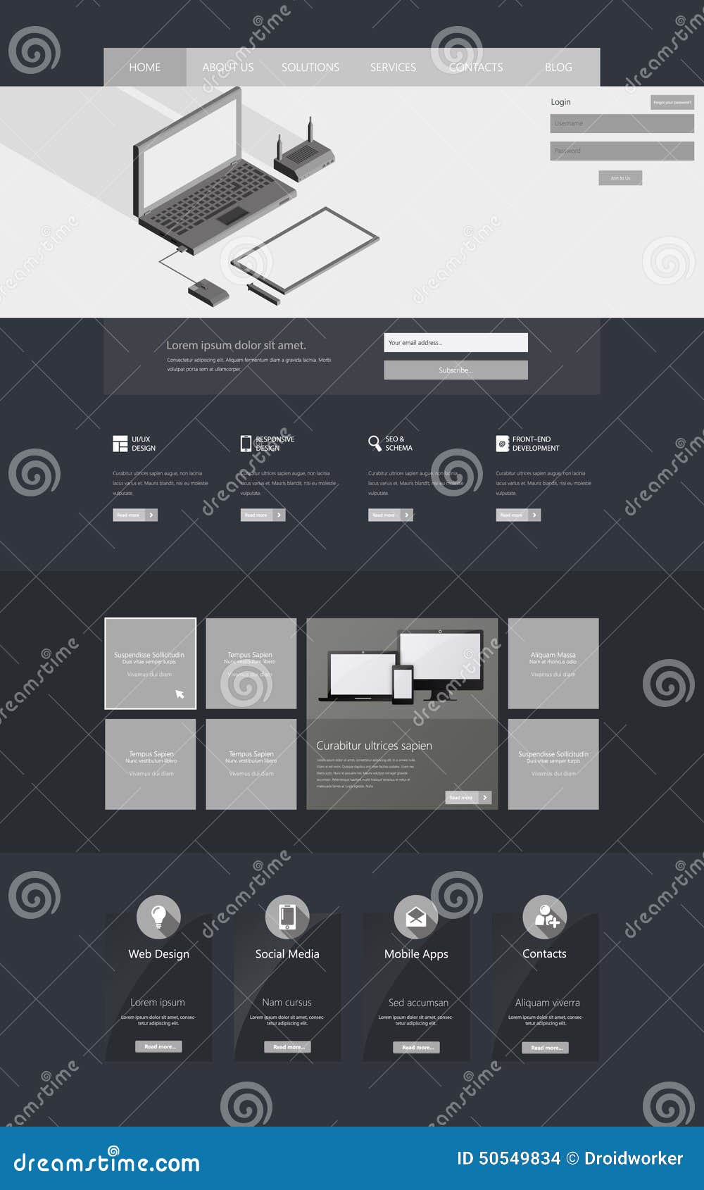 Modern Clean One Page Website Design Template. All in One Set for ...