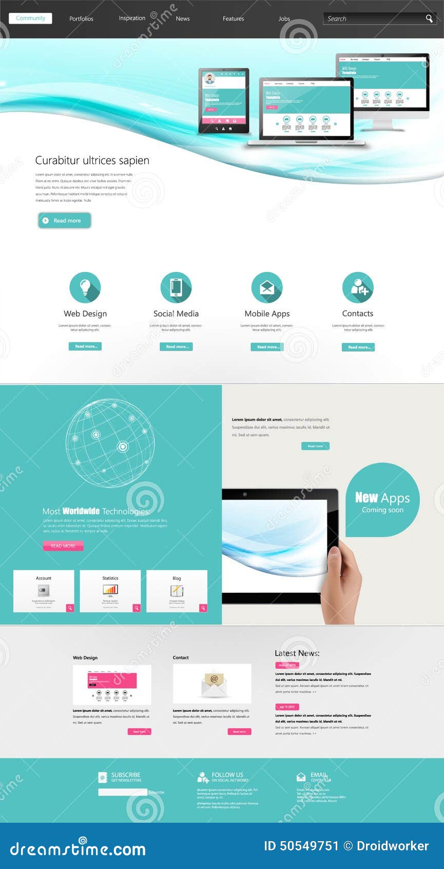 Modern Clean One Page Website Design Template. Stock Vector ...