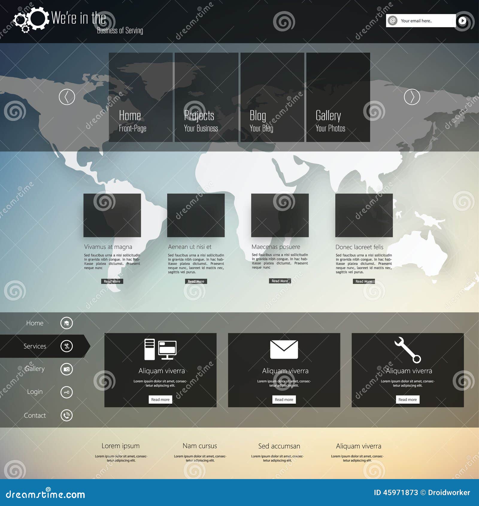 Modern Clean Website Template Stock Vector - Illustration of globe ...