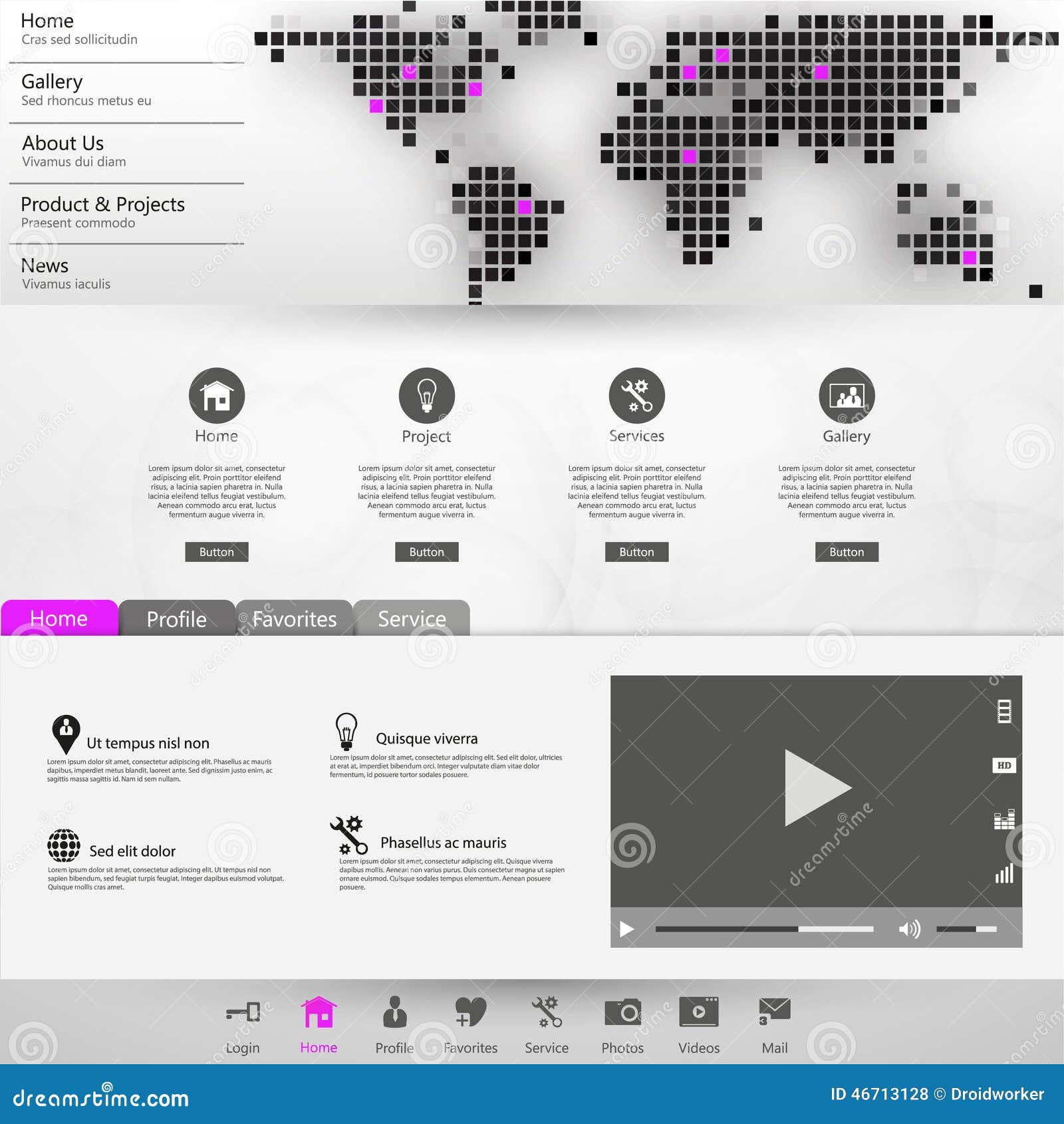 Modern Clean Website Template Stock Vector - Illustration of interface ...