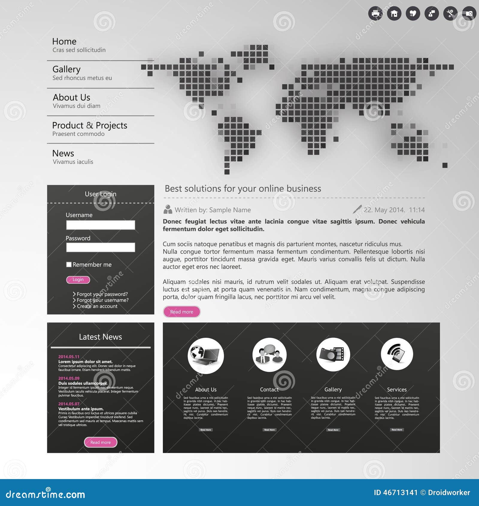 Modern Clean Website Template Stock Vector - Illustration of icon ...