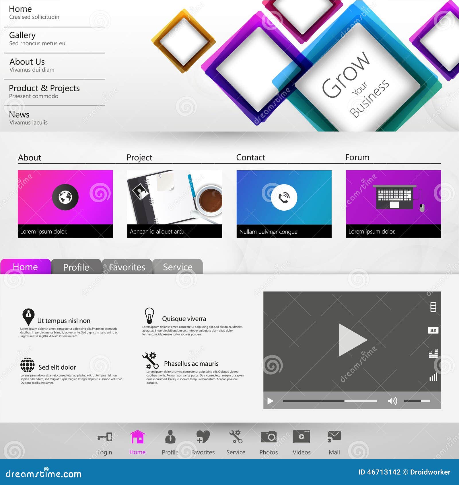 Modern Clean Website Template Stock Vector - Illustration of clean ...