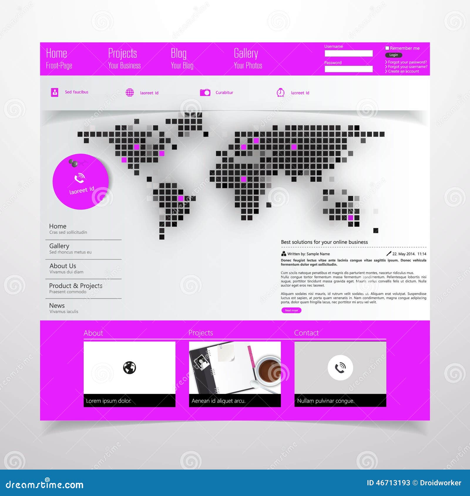 Modern Clean Website Template Stock Vector - Illustration of hosting ...