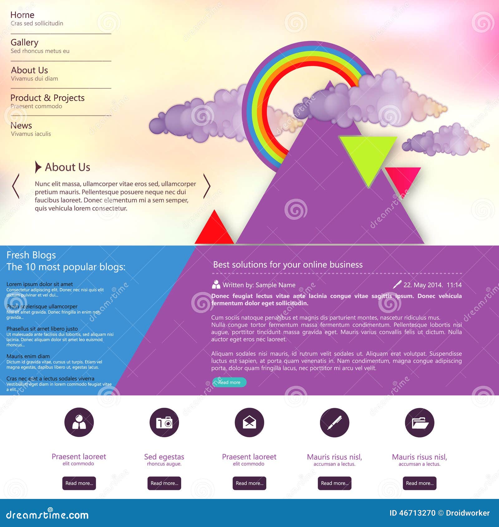 Modern Clean Website Template Stock Vector - Illustration of light ...