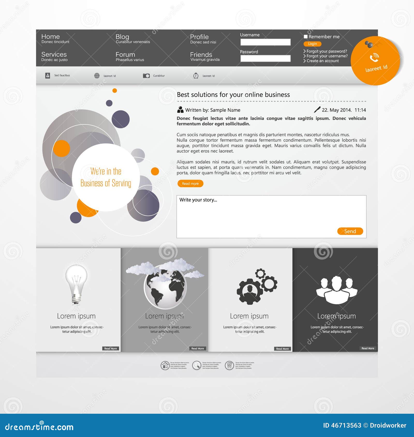 Modern Clean Website Template Stock Vector - Illustration of headline ...