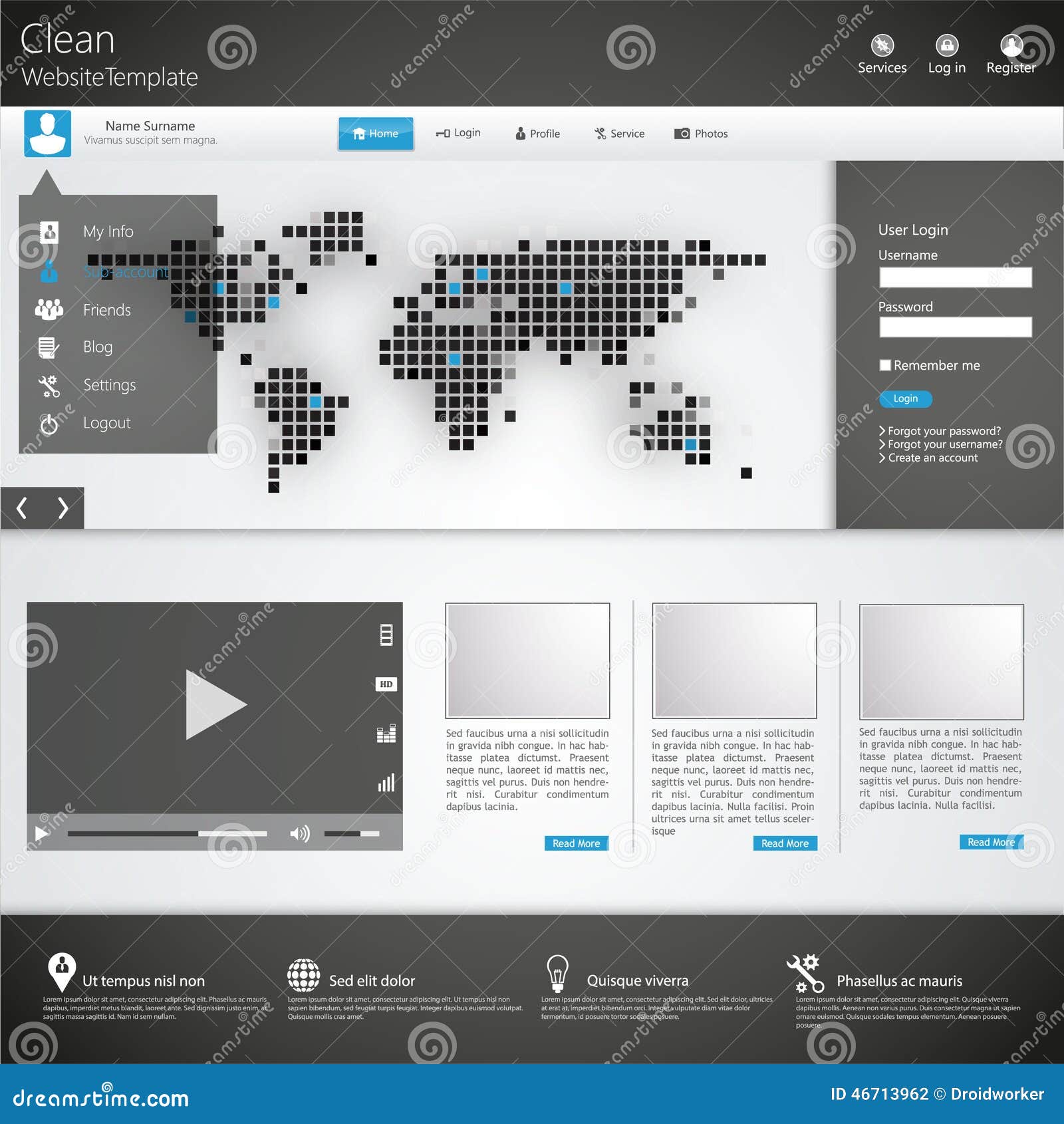 Modern Clean Website Template Stock Vector - Illustration of banner ...