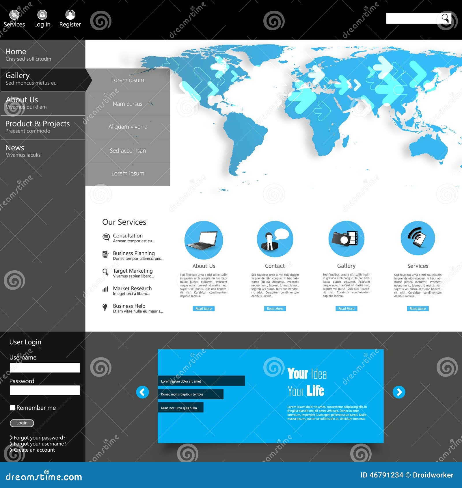 Modern Clean Website Template Stock Vector - Illustration of gallery ...