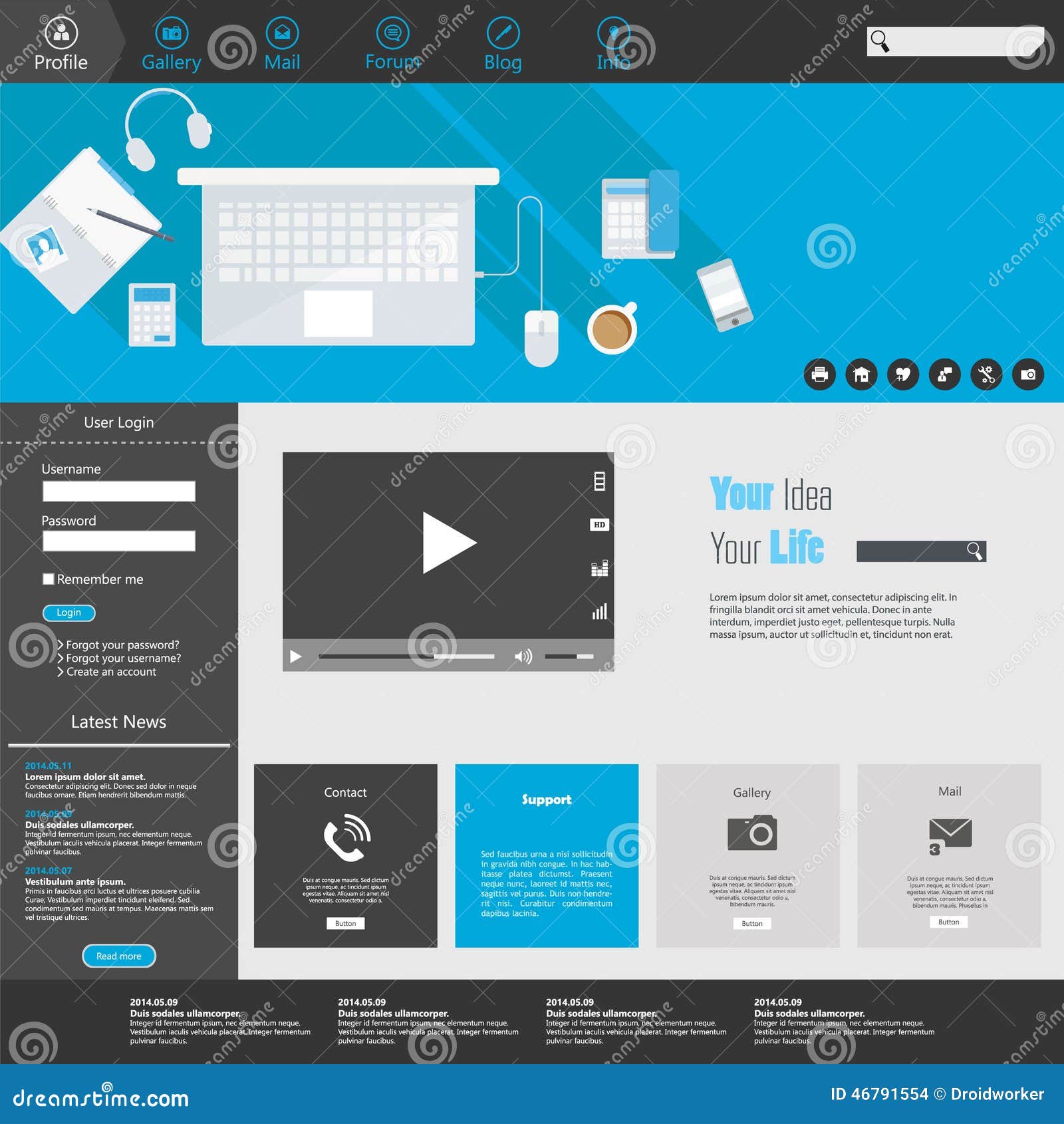 Modern Clean Website Template Stock Vector - Illustration of layout ...