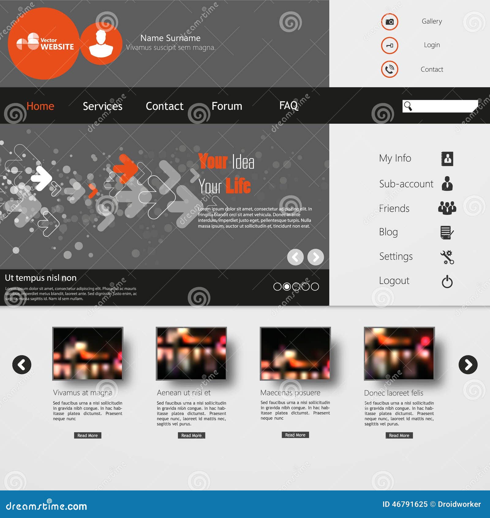 Modern Clean Website Template Stock Vector - Illustration of orange ...