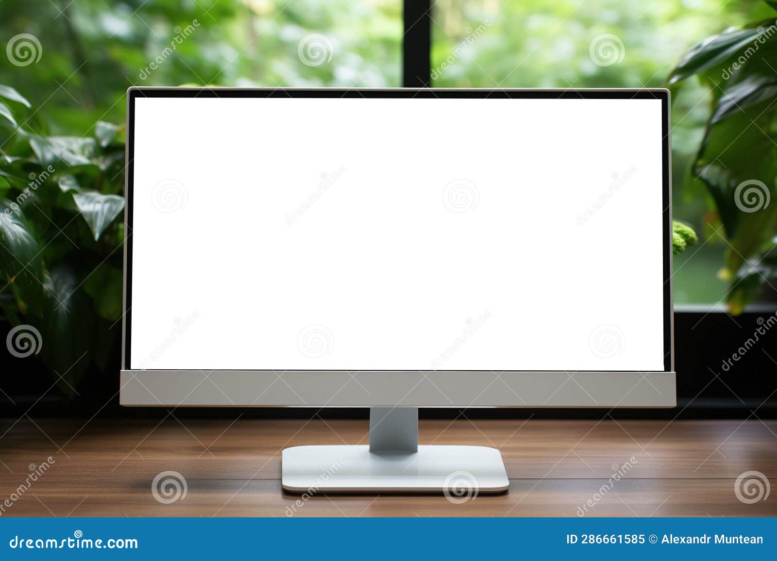 Modern Clean Workspace Mockup with Blank Screen Desktop Computer Stock ...