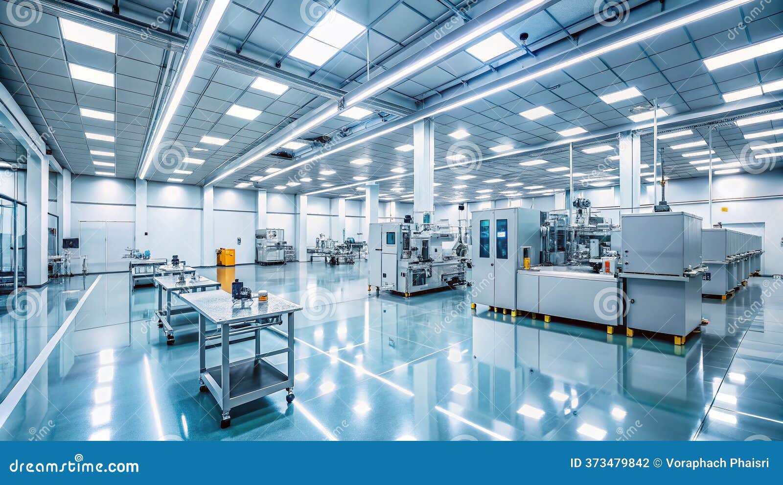 Cleanroom With Sleek And Modern Robots, Interacting With Advanced ...