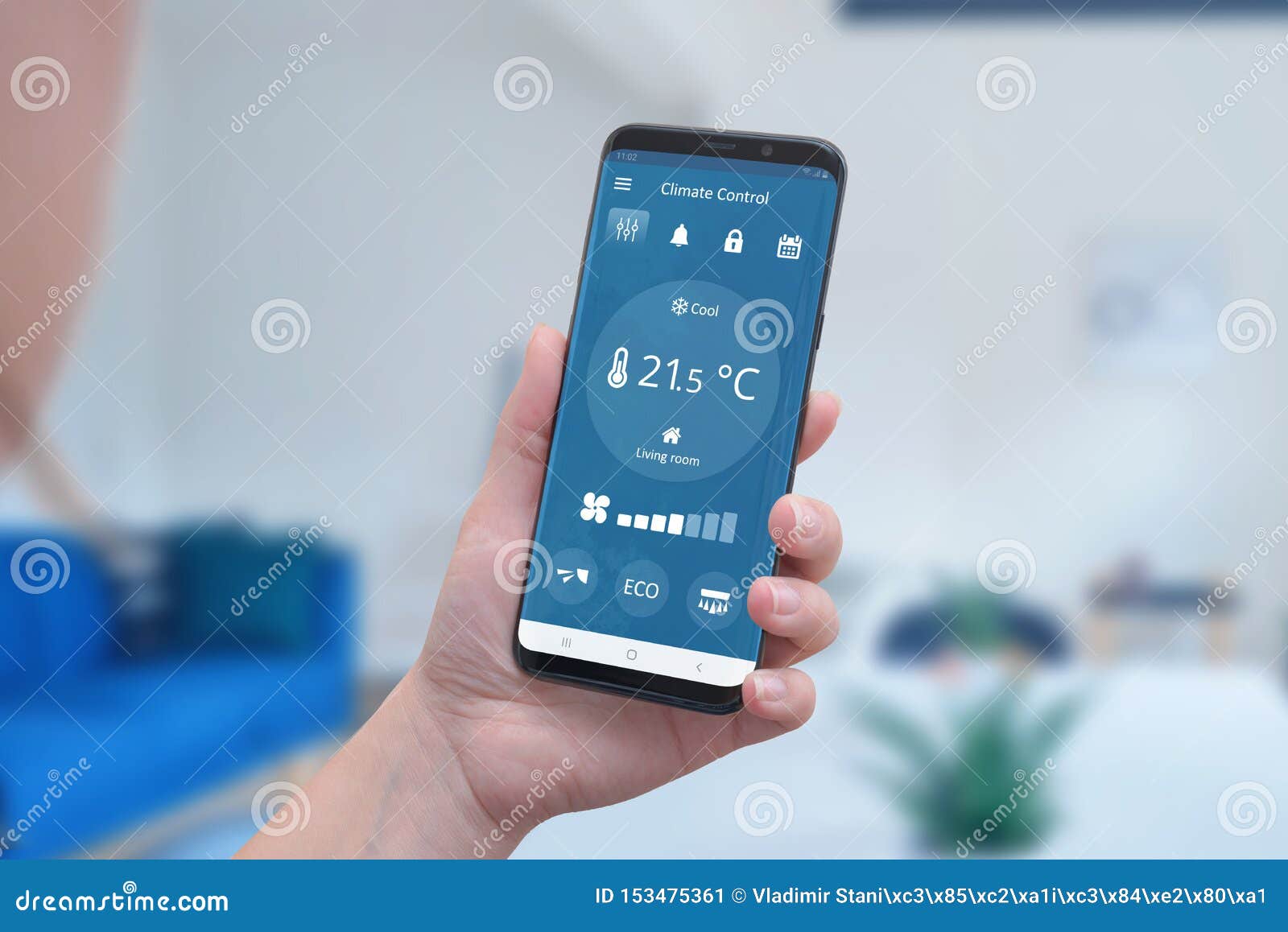 Climate Control Indicator In An Office Building With A Touch Screen ...