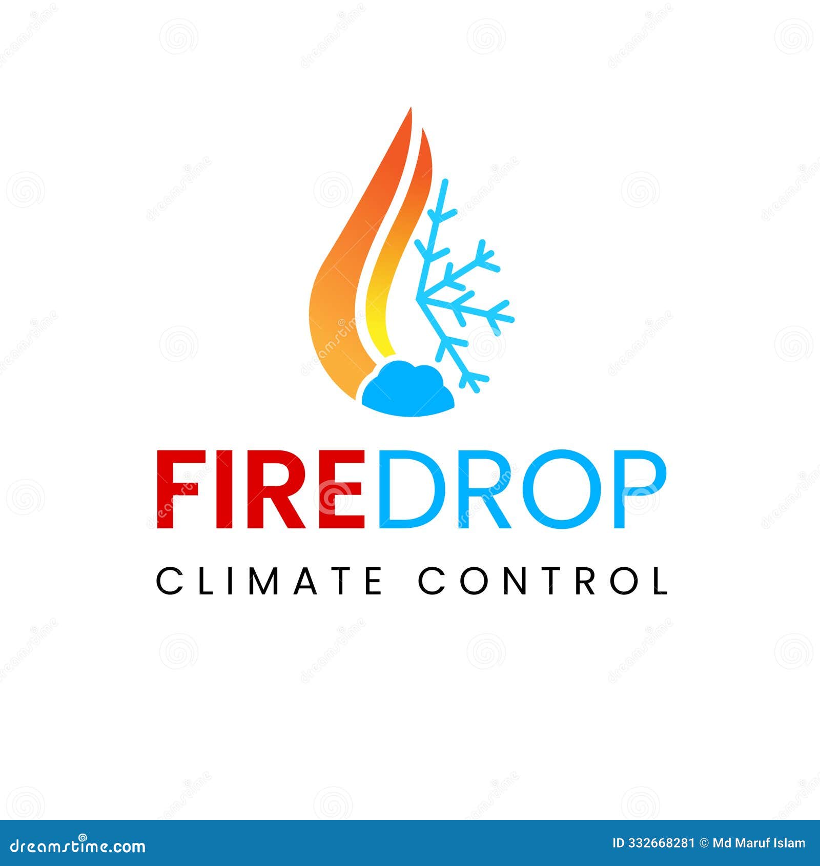 Modern Climate Control Logo Design with Fire Drop and Ice Elements for ...