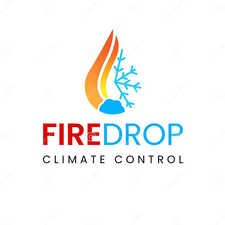 Modern Climate Control Logo Design with Fire Drop and Ice Elements for ...