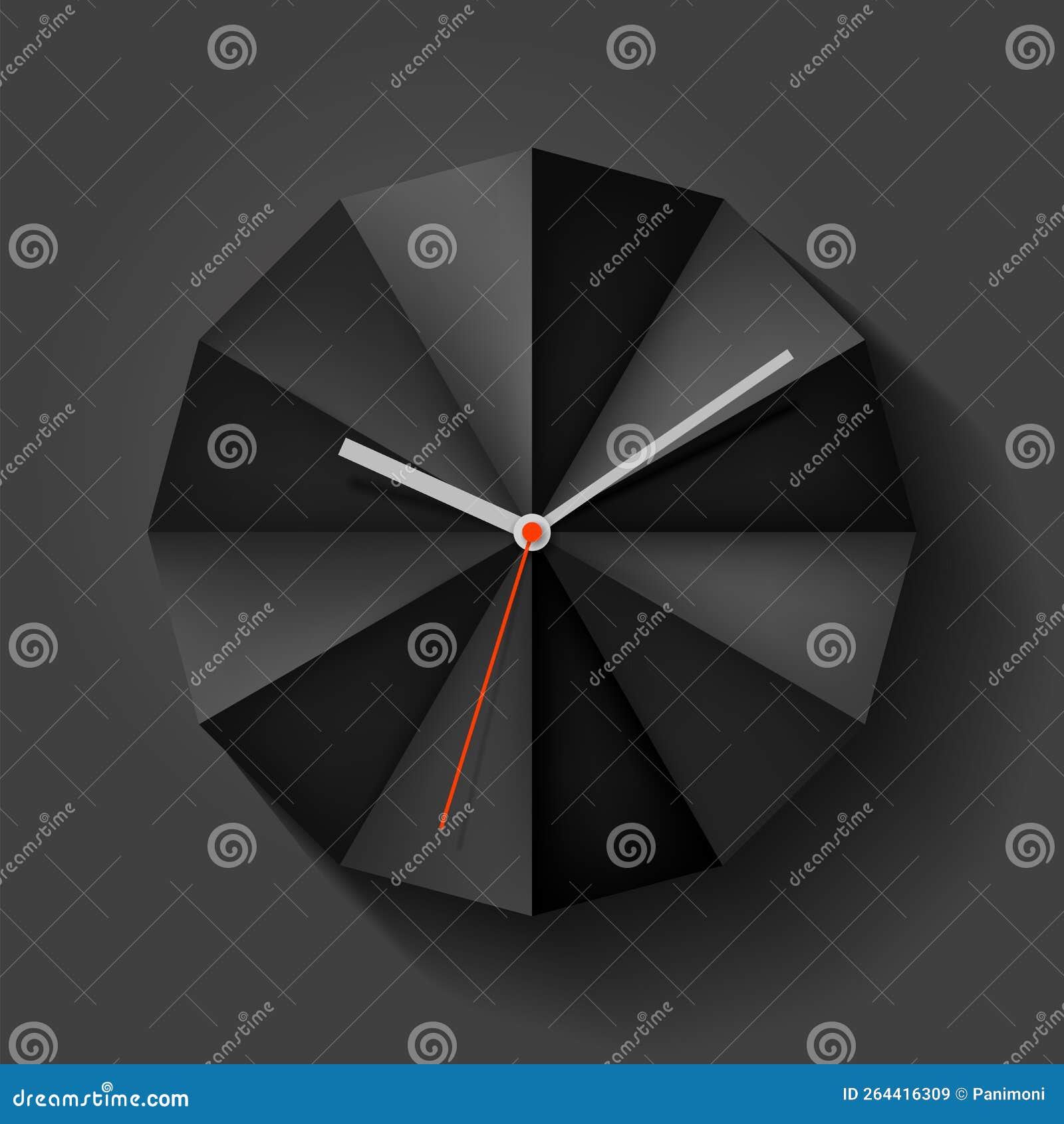 Modern Clock. Black Timer on Dark Background. Abstract Watch Stock ...