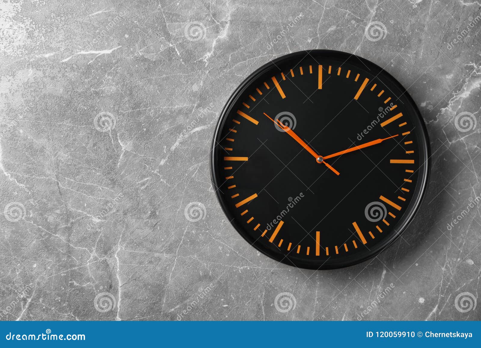 Modern Clock on Grey Background, Top View Stock Photo - Image of grey ...