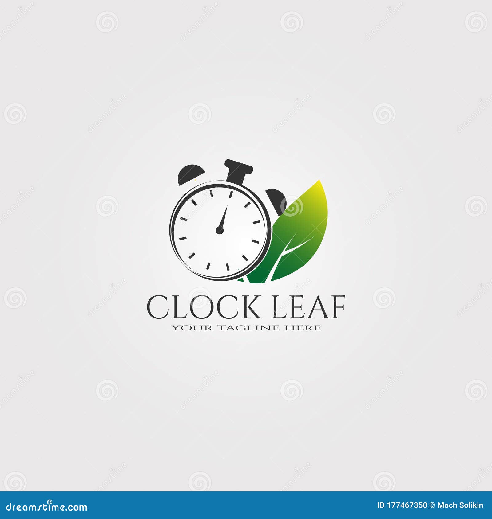 Modern Clock Logo Template with Leaf, Vector Logo for Business ...