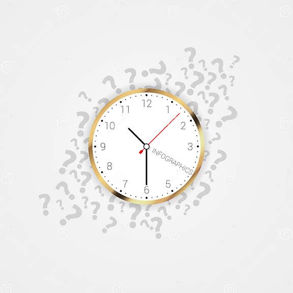 Modern Clock with Question Marks. Vector Stock Vector - Illustration of ...