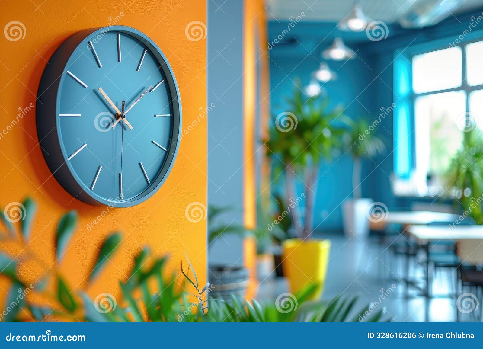 Modern Clock on Wall in a Stylish Office Setting Stock Illustration ...