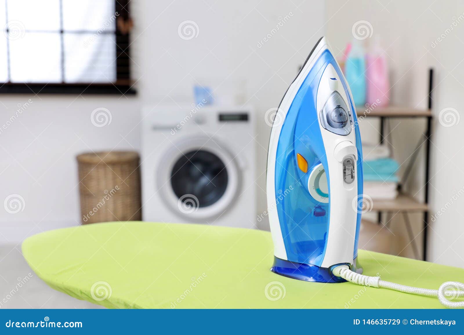 Clothes Iron on Board in Laundry Room Stock Image - Image of home ...