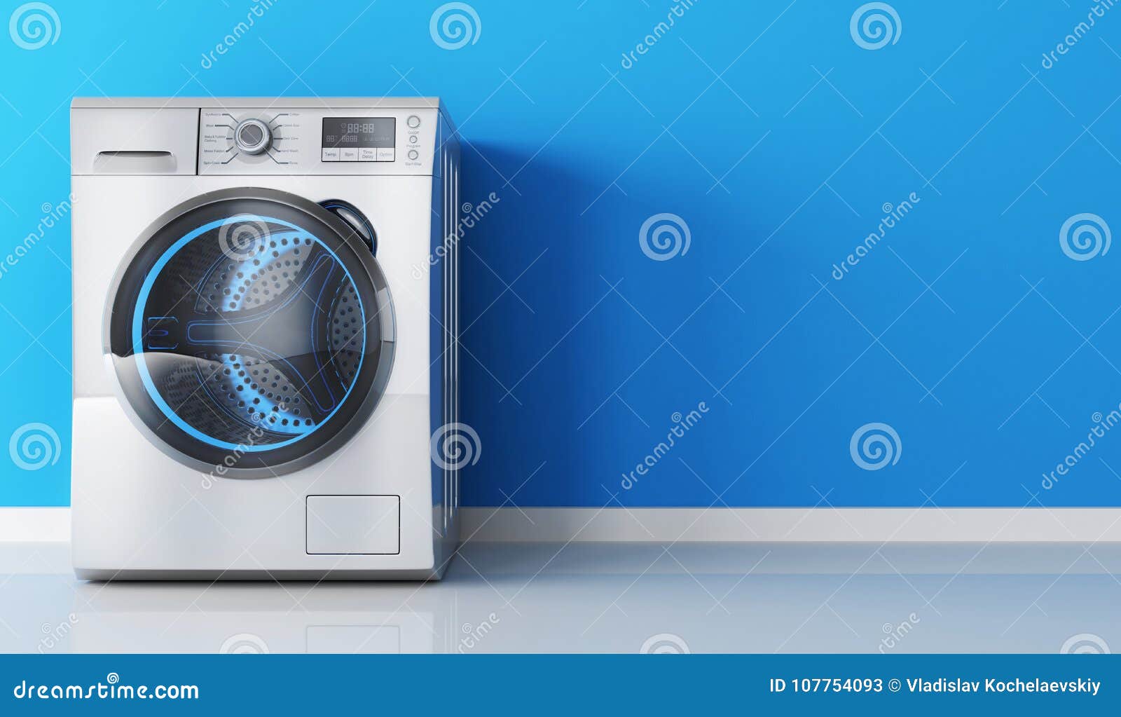 Modern clothes washer stock illustration. Illustration of stell - 107754093