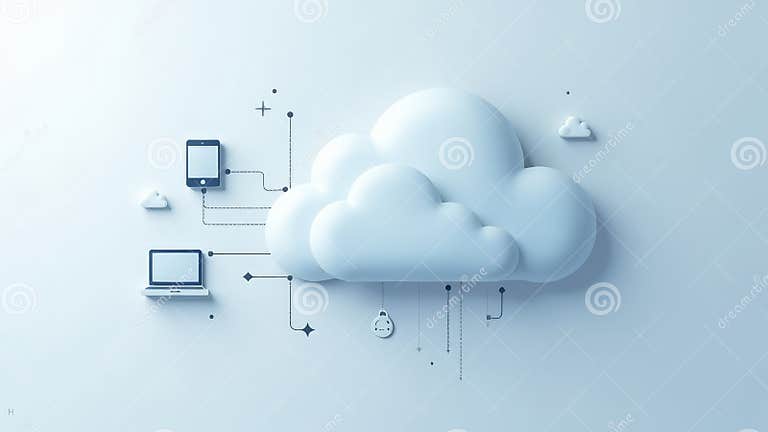 Modern Cloud Computing Concept with Devices Connected To a Stylized Cloud Representation Stock ...