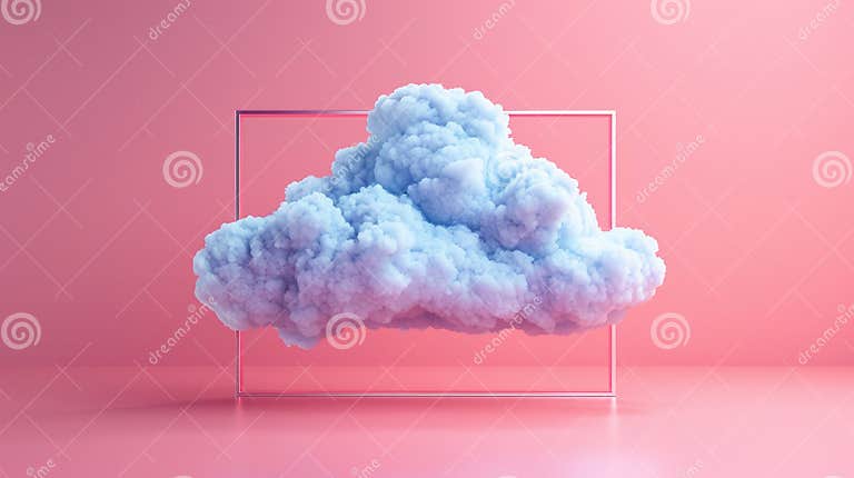 Modern Cloud Computing Concept with Frame Border on Pink Background ...