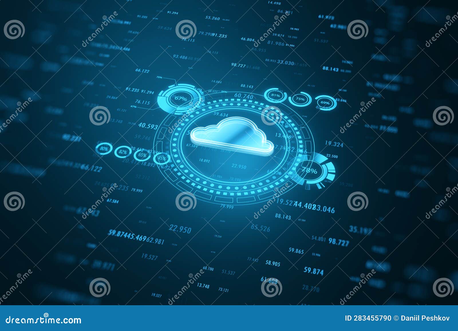Modern Cloud Computing Hologram with Index on Blue Wallpaper ...