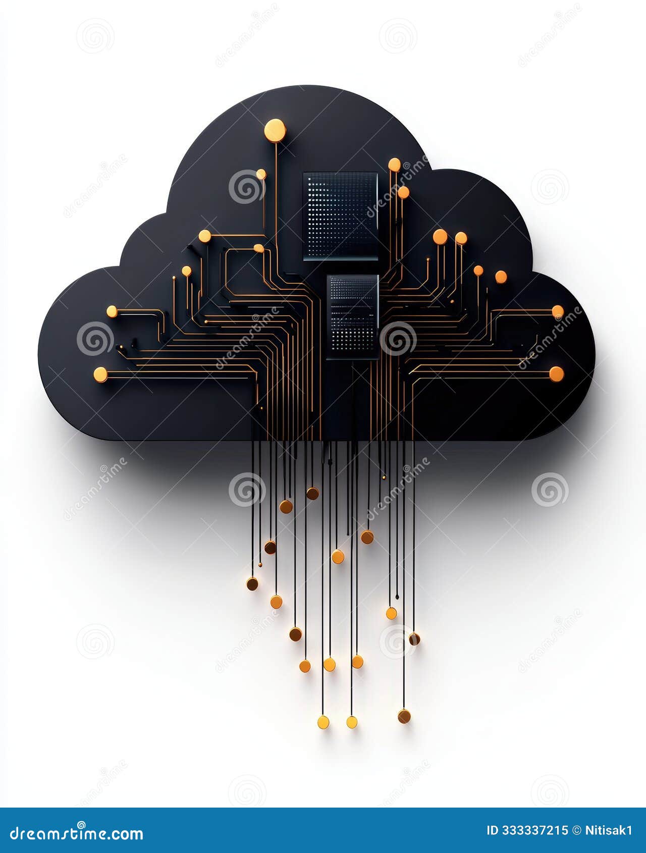 A Modern Cloud Graphic Featuring Circuit Lines Symbolizing Digital Data ...