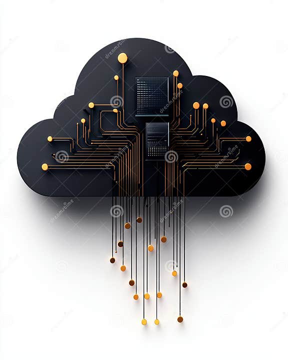 A Modern Cloud Graphic Featuring Circuit Lines Symbolizing Digital Data ...