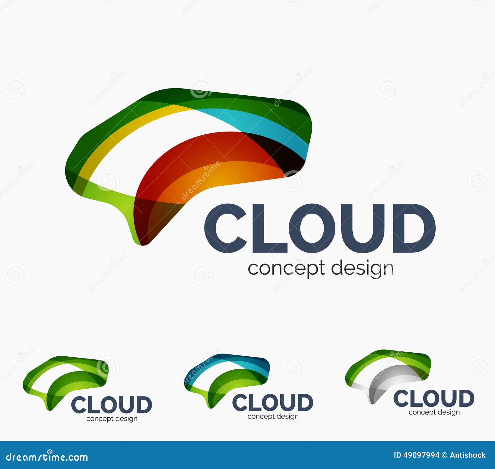 Modern cloud logo set stock vector. Illustration of color - 49097994