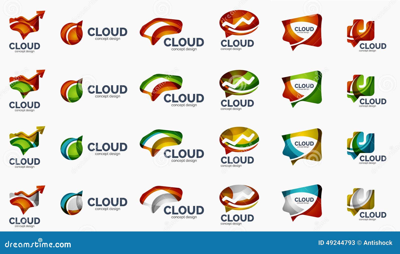 Modern cloud logo set stock vector. Illustration of communication ...