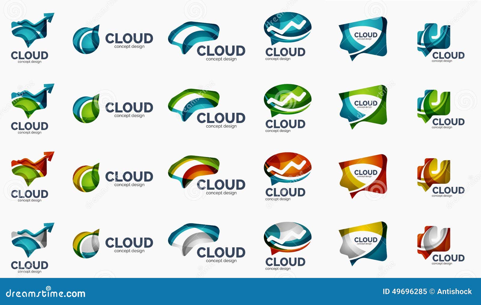 Modern cloud logo set stock vector. Illustration of abstract - 49696285