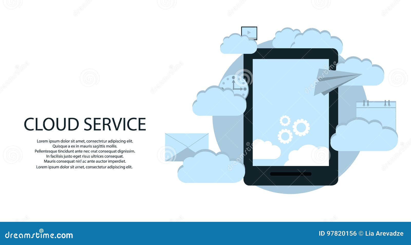 Modern Cloud Services and Cloud Computing Elements Concept. Devices ...