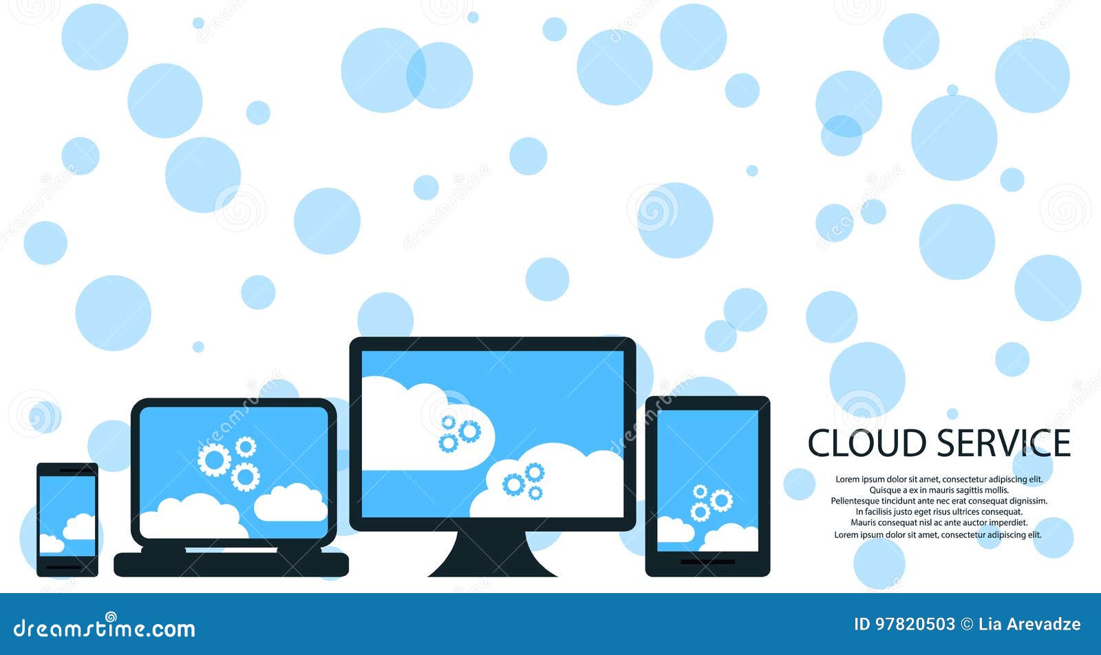 Modern Cloud Services and Cloud Computing Elements Concept. Devices ...
