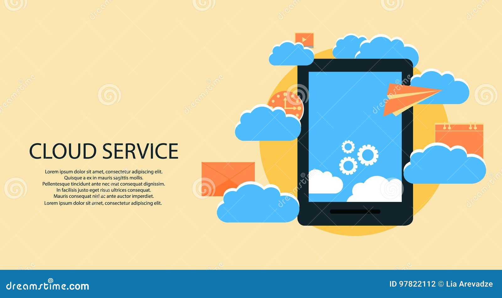 Modern Cloud Services and Cloud Computing Elements Concept. Devices ...