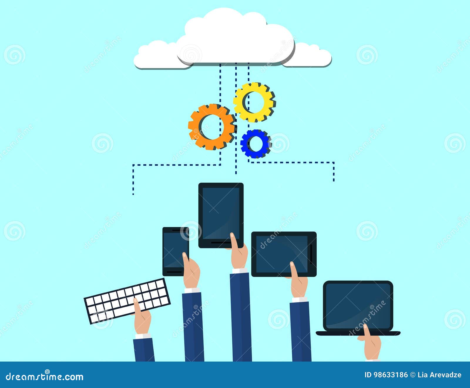 Modern Cloud Services and Cloud Computing Elements Concept Stock Vector ...
