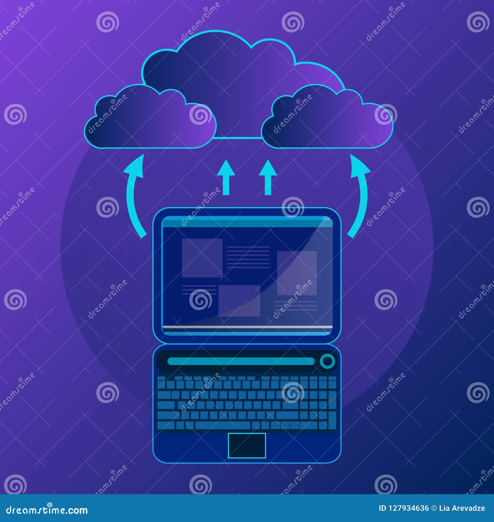 Modern Cloud Services and Cloud Computing Elements Concept. Device ...