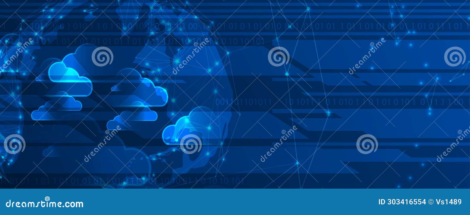 Modern Cloud Technology. Integrated Digital Web Concept Background ...