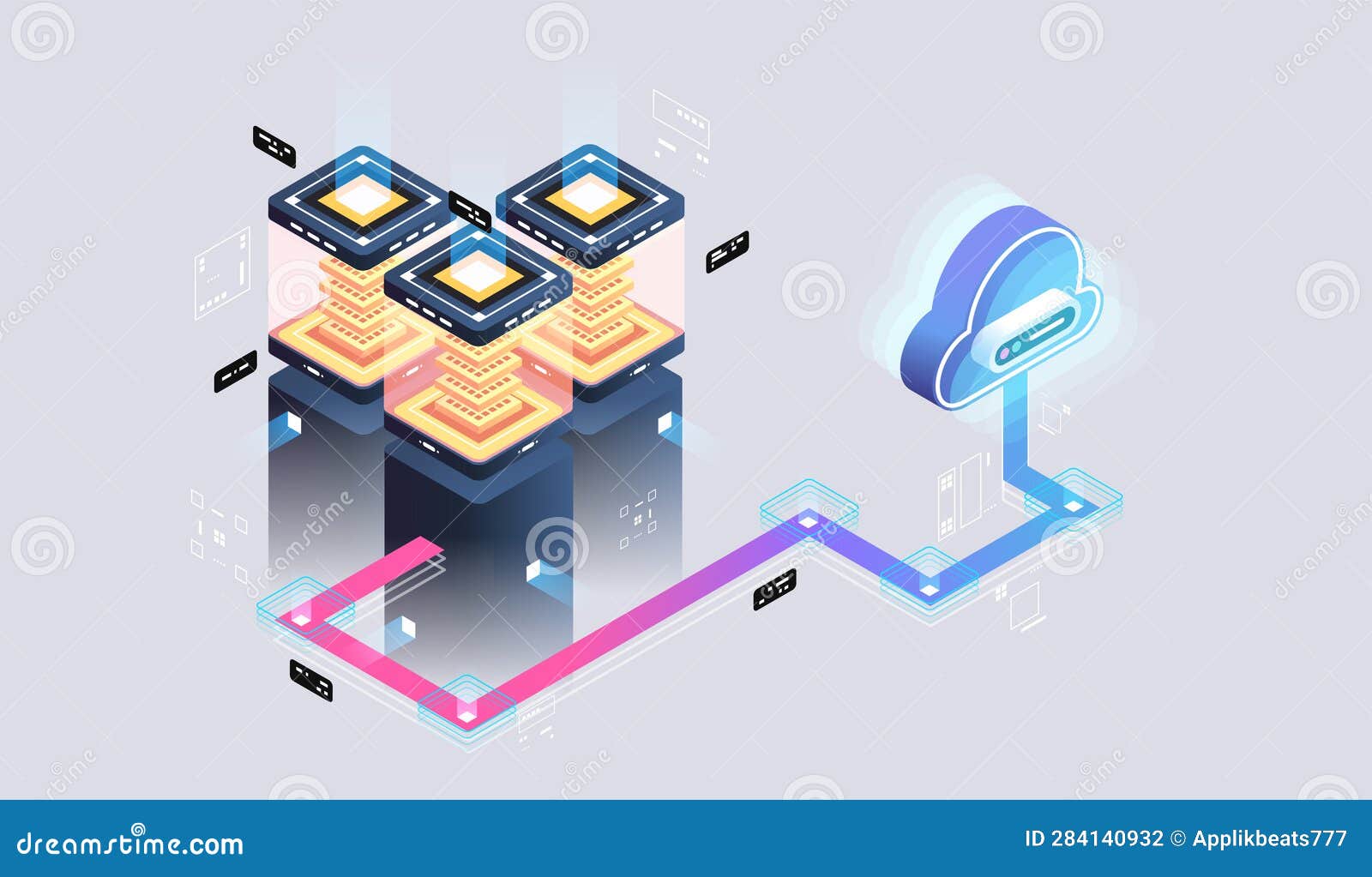 Modern Cloud Technology and Networking Concept. Cloud Database ...